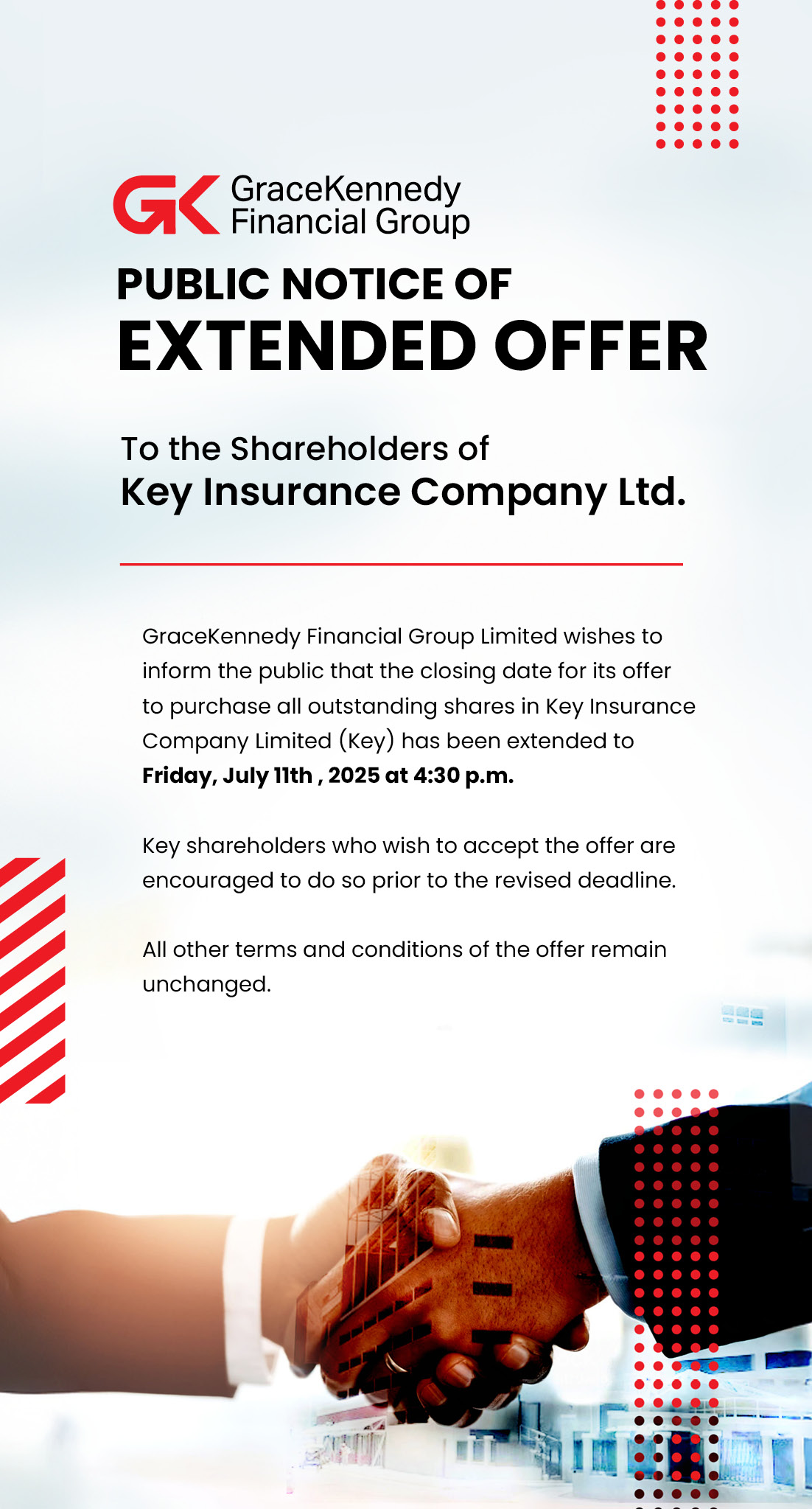 GraceKennedy Financial Group Extends Offer for the Ordinary Shares of ...