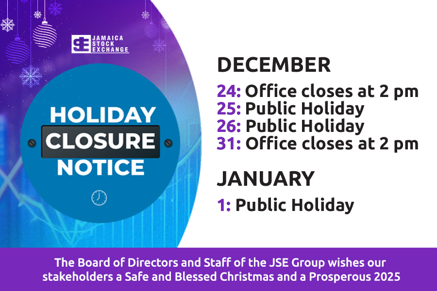Holiday Closure Notice | Jamaica Stock Exchange